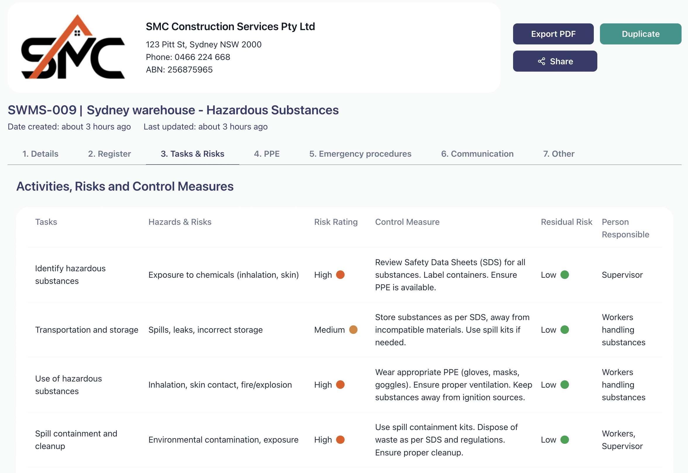 Hazardous Substances SWMS template - SafetyCheck
