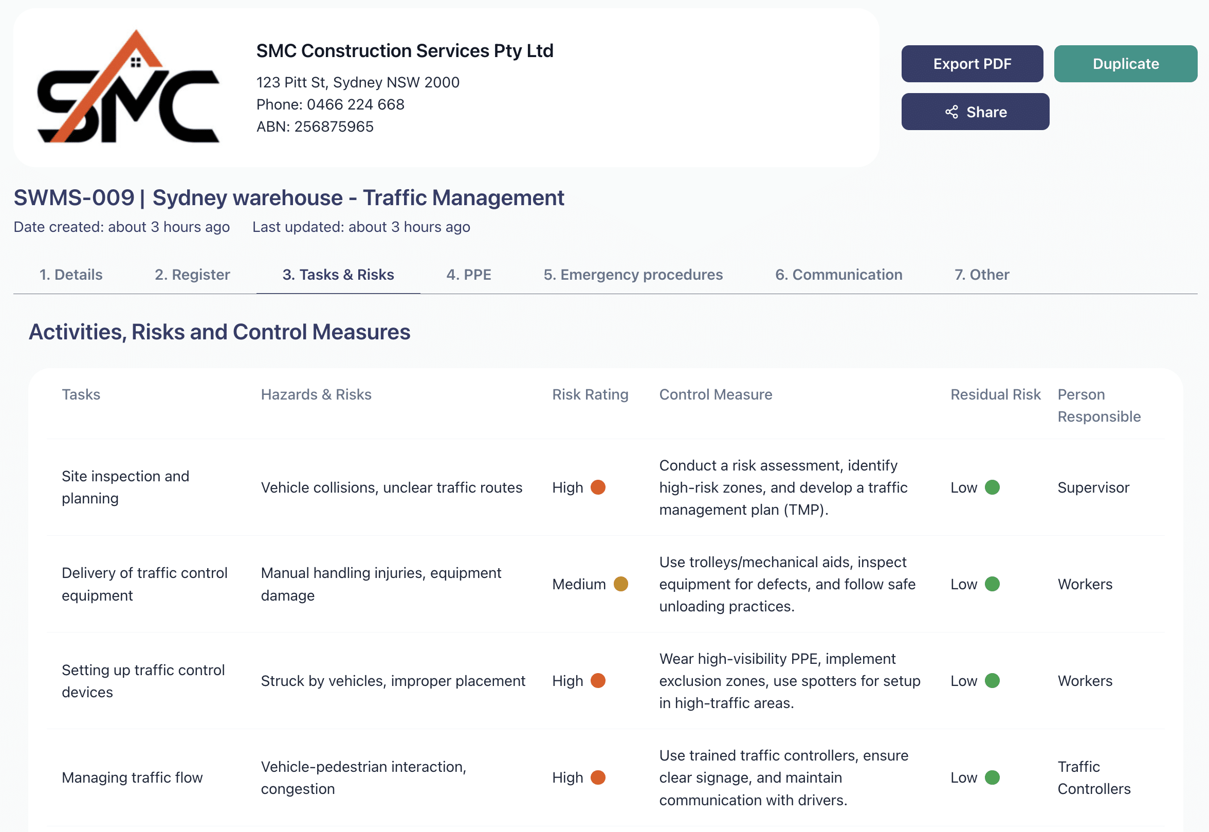 Free Traffic Management SWMS Template | SafetyCheck