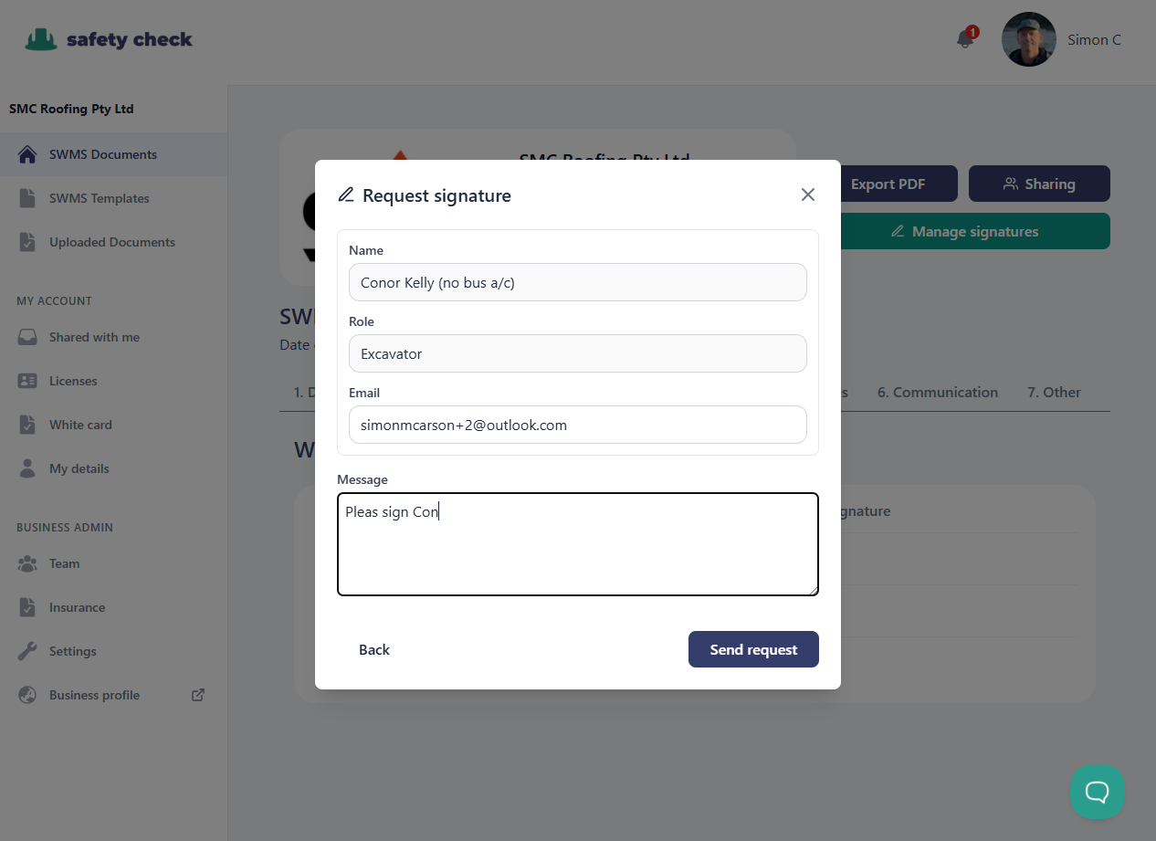 Request signatures - SafetyCheck