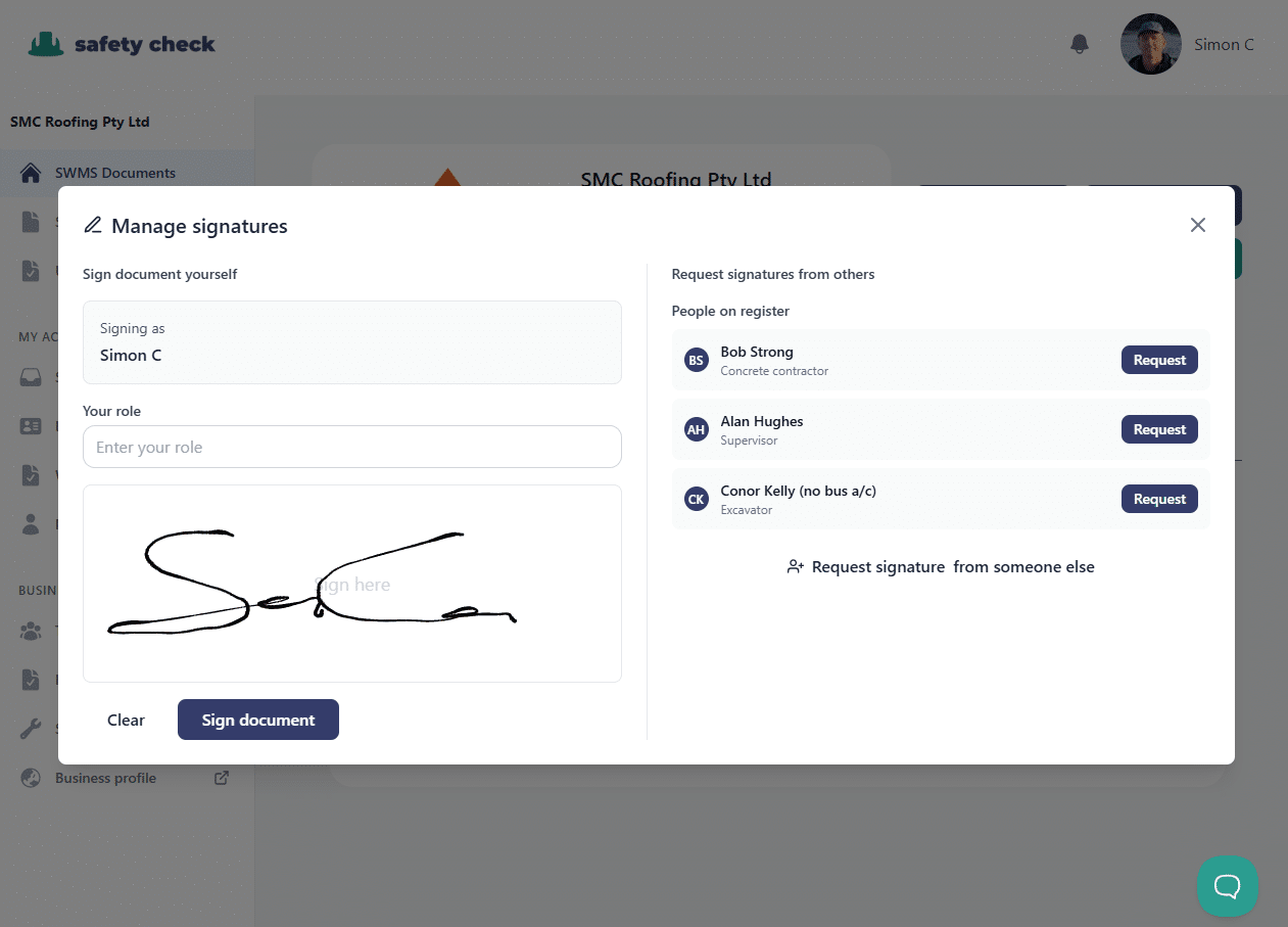 Request signatures - SafetyCheck